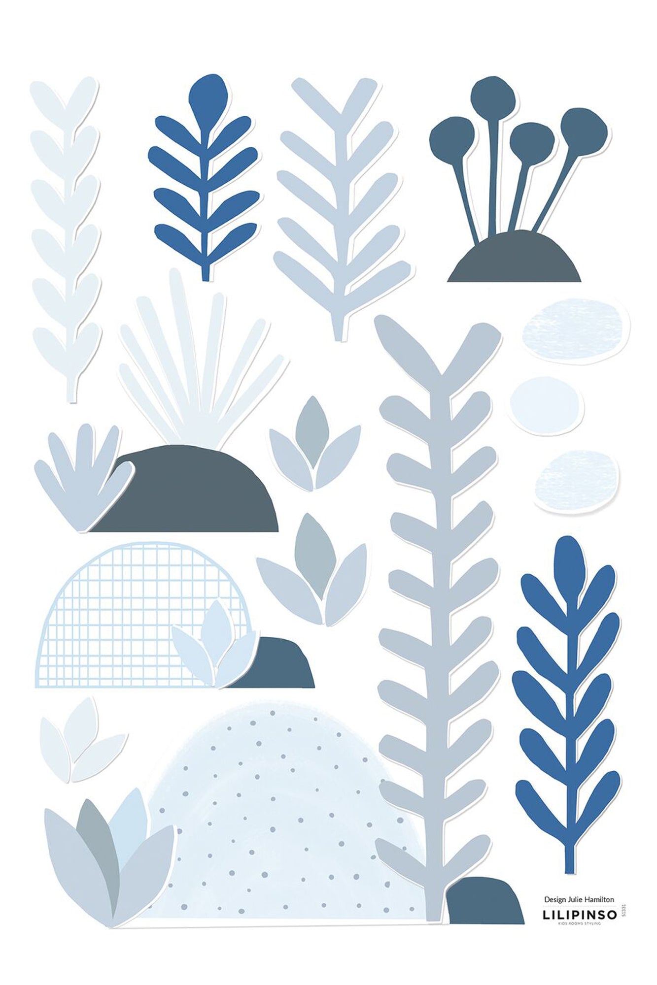 Blue Papercut Leaves Vinyl Decal – 3LittlePicks